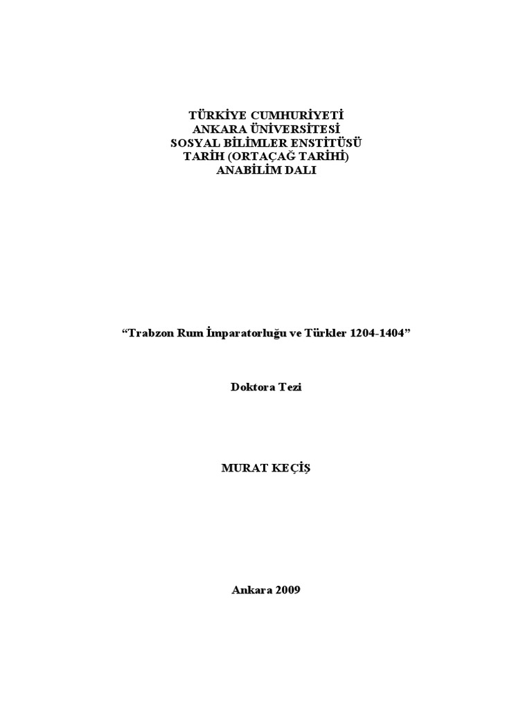 Trabzon Rum Imparatorlugu Ve Turkler 1204-1404 | PDF