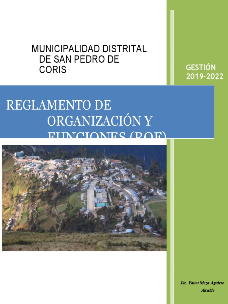 Reglamento de Organización Y Funciones (Rof) : Municipalidad Distrital de San Pedro de Coris ...