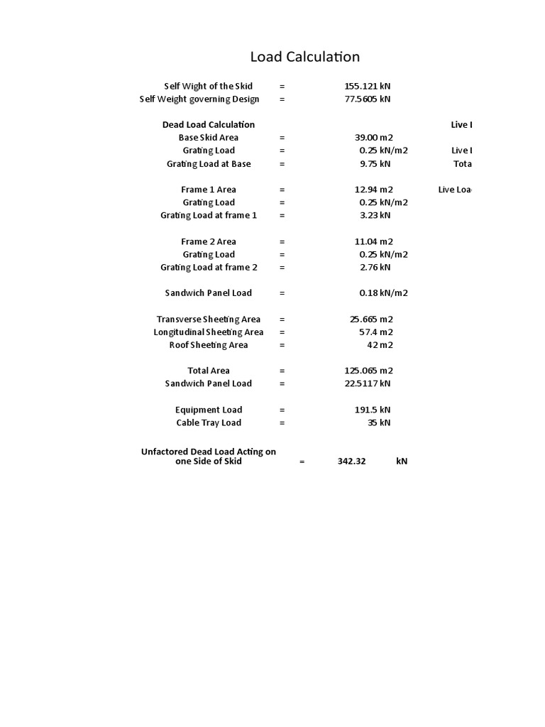 Dead Load Calculation Live Load Calculation | PDF | Screw | Structural Load