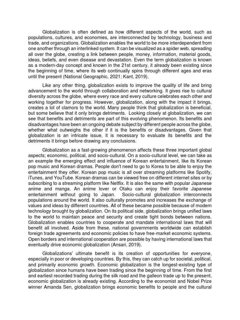 Globalization: Benefits and Drawbacks | PDF | Globalization | Economic ...