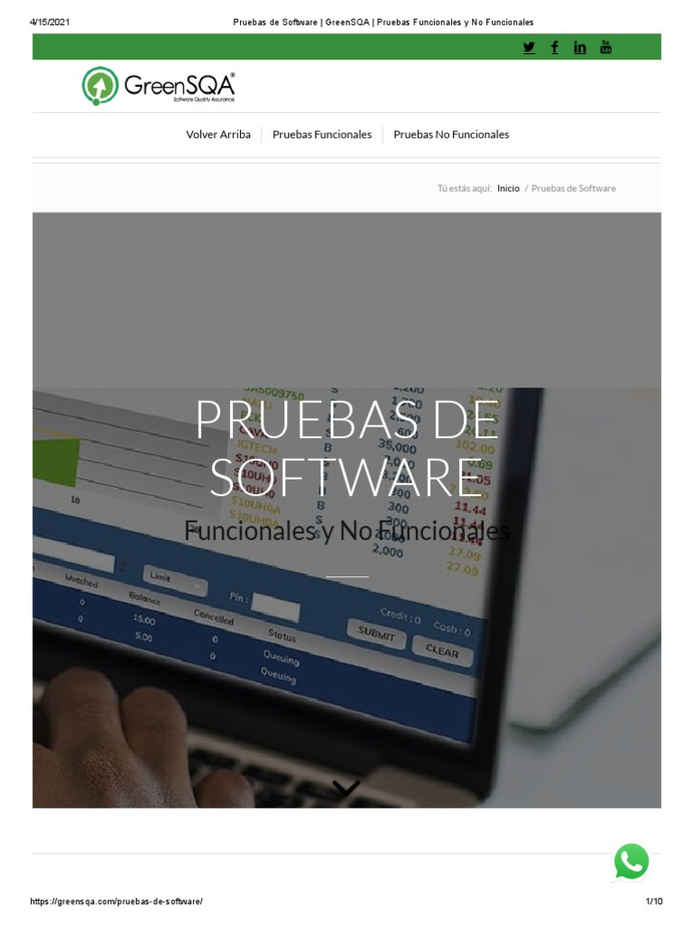 Pruebas de Software - GreenSQA - Pruebas Funcionales y No Funcionales | PDF | Software | Pruebas ...