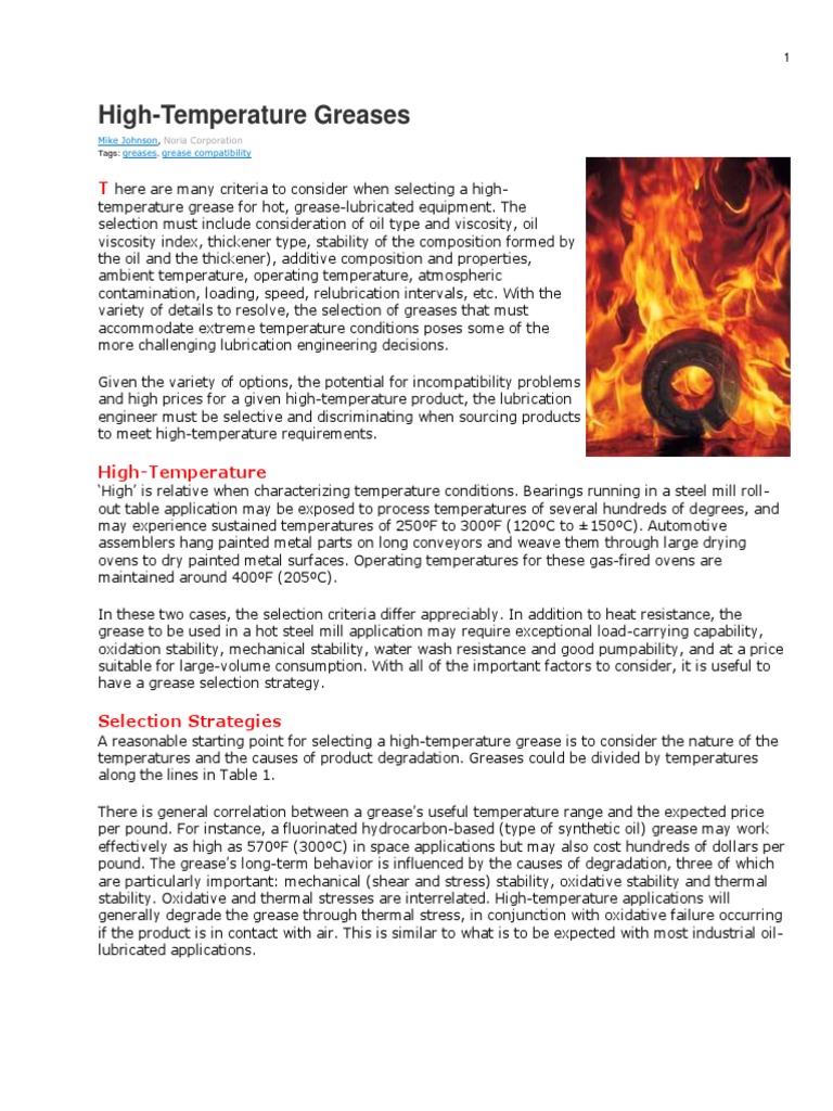 High Temperature Greases | PDF | Petroleum | Oil