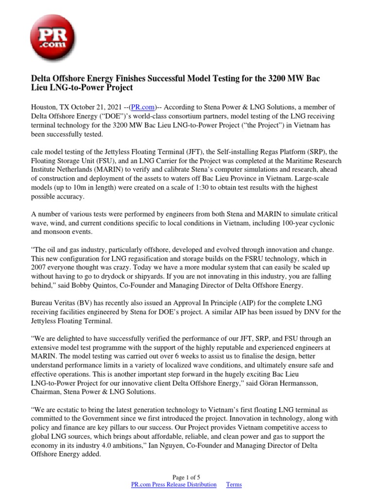 Delta Offshore Energy Finishes Successful Model Testing For The 3200 MW ...