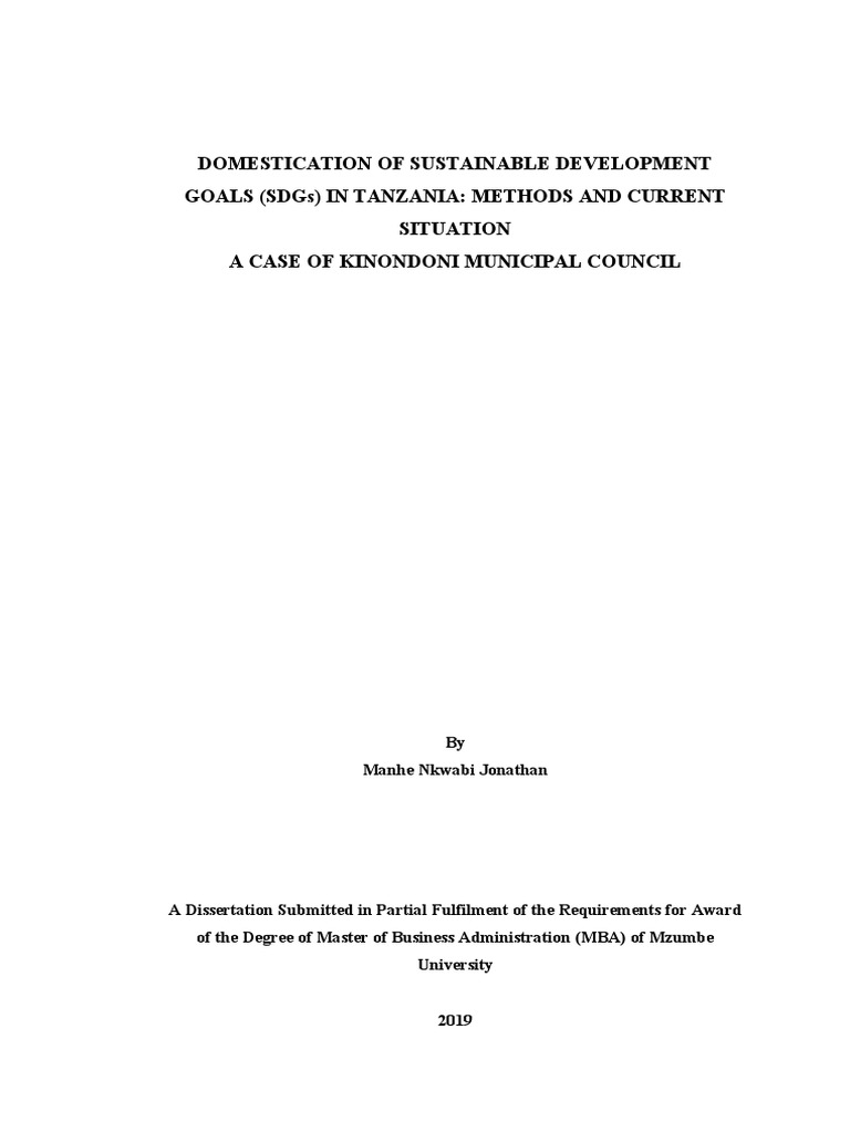 Dissertation SDGs Jonathan | PDF | Millennium Development Goals ...
