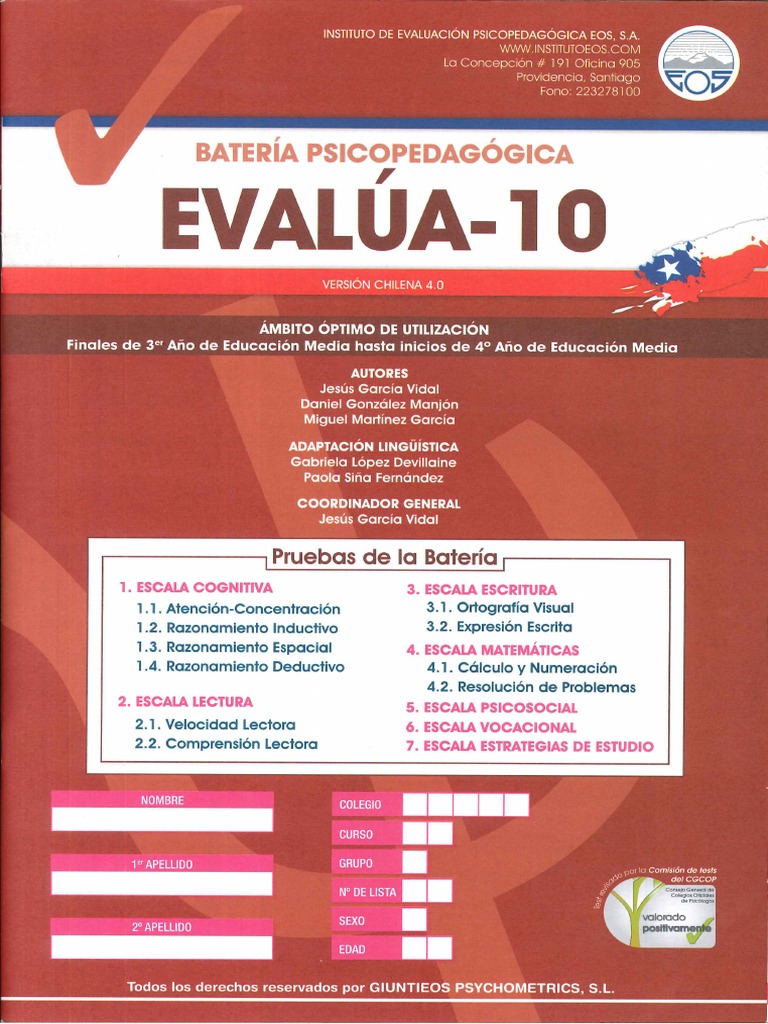 Cuadernillo Evalua 10 | PDF