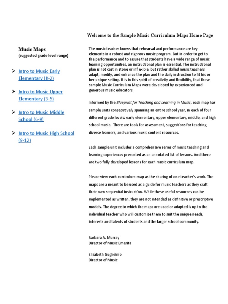 Sample K-8 Music Curriculum Maps | PDF | Curriculum | Teachers