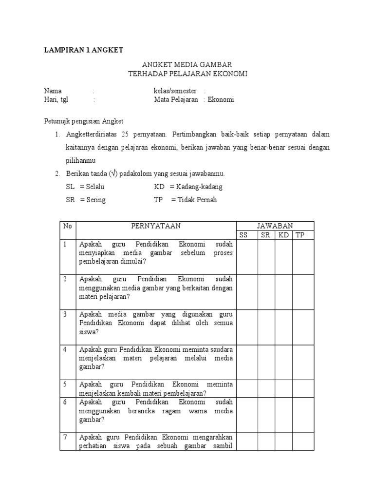 Lampiran 1 Angket | PDF
