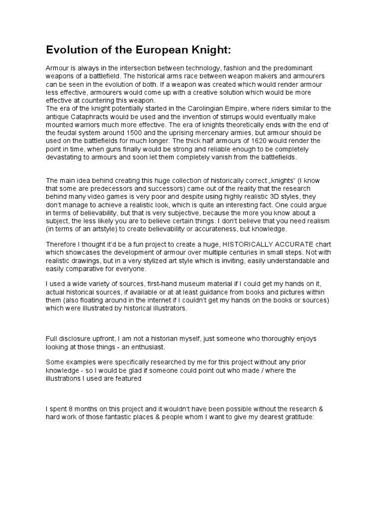 Evolution of European Knight Armor | PDF | Armour | Knight