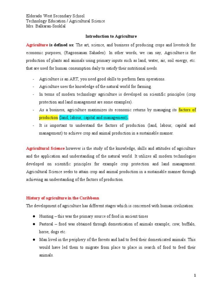 Introduction To Agricultural Science | PDF | Agriculture | Foods