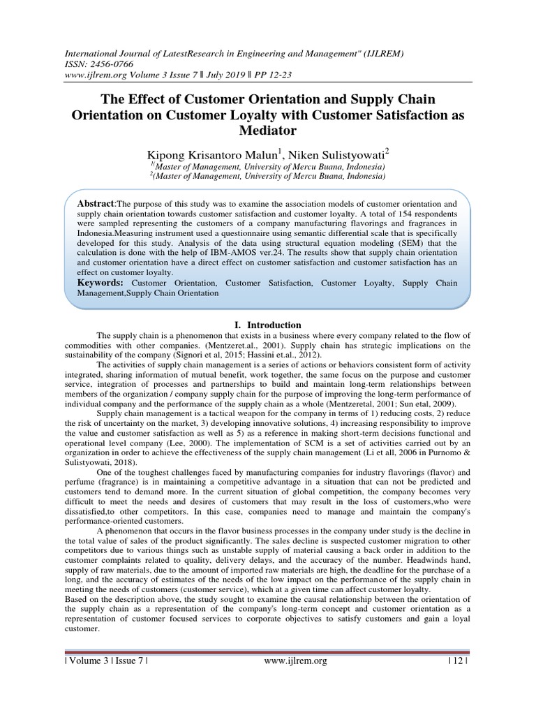 The Effect of Customer Orientation | PDF | Supply Chain | Marketing