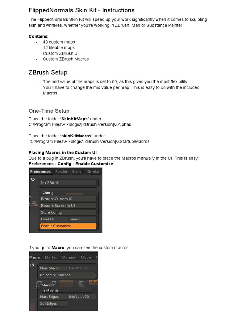 Flippednormals Skin Kit - Instructions: One-Time Setup | PDF