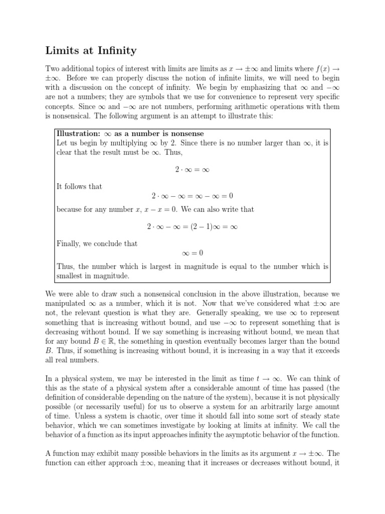 Limits at Infinity | PDF | Infinity | Limit (Mathematics)