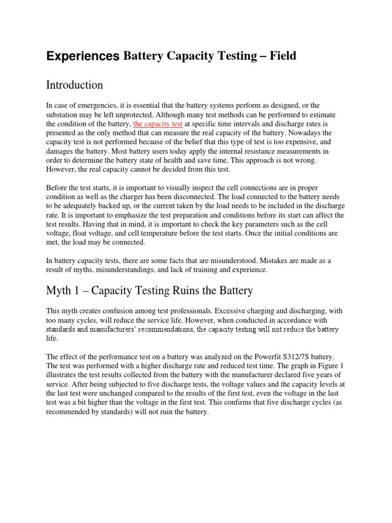 Edoc-Experiences Battery Capacity Testing | PDF | Electricity ...