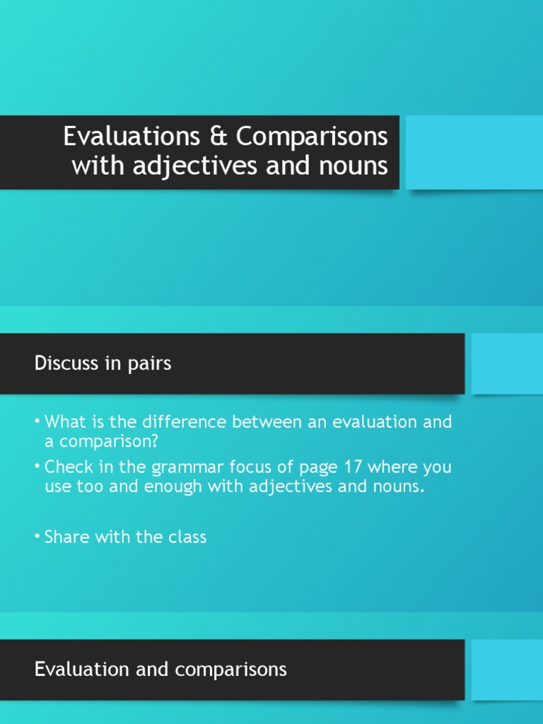 Evaluations & Comparisons With Adjectives and Nouns | PDF | Adjective ...