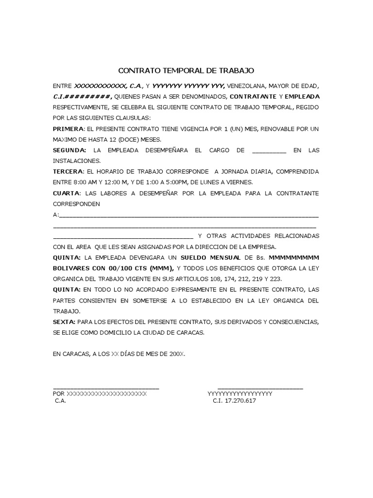 Modelo Contrato Temporal | PDF