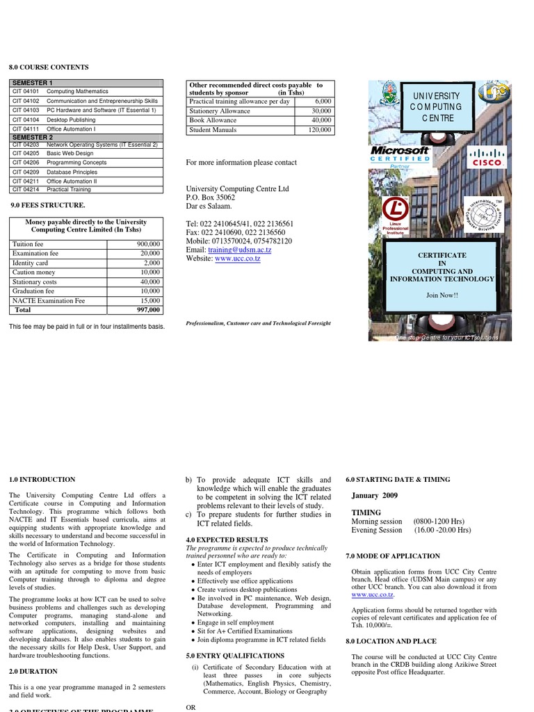 UCC - Certificate-In Computer IT | PDF | Educational Technology ...