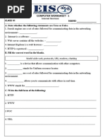 Class 6 Computer Worksheet 1 | PDF | World Wide Web | Internet & Web