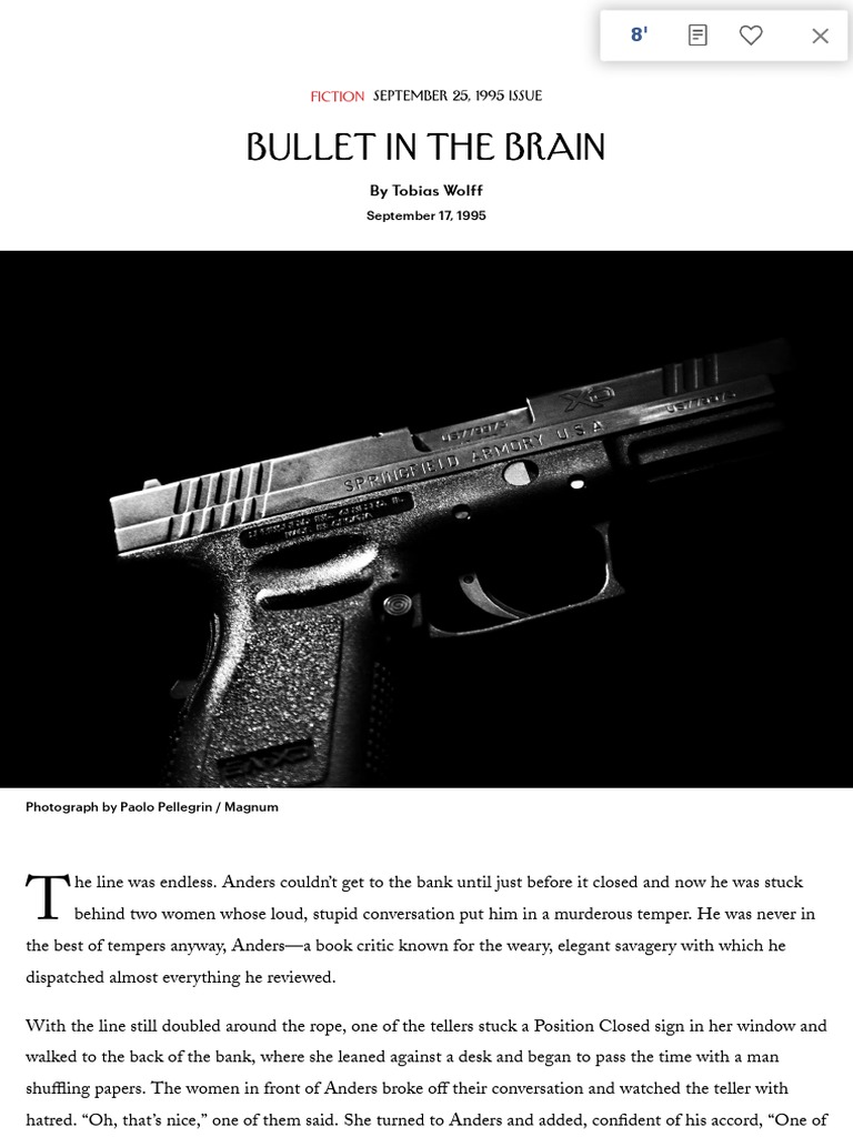"Bullet in The Brain," by Tobias Wolff | PDF | Neuroscience