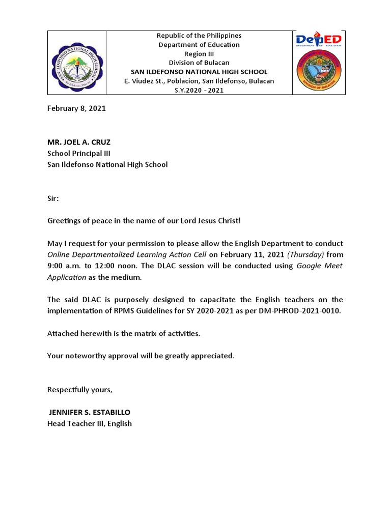Mr. Joel A. Cruz: San Ildefonso National High School | PDF
