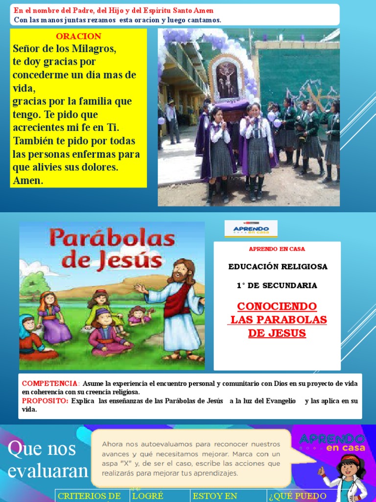 Actividad Las Parabolas Primero | PDF | Parábolas de Jesús