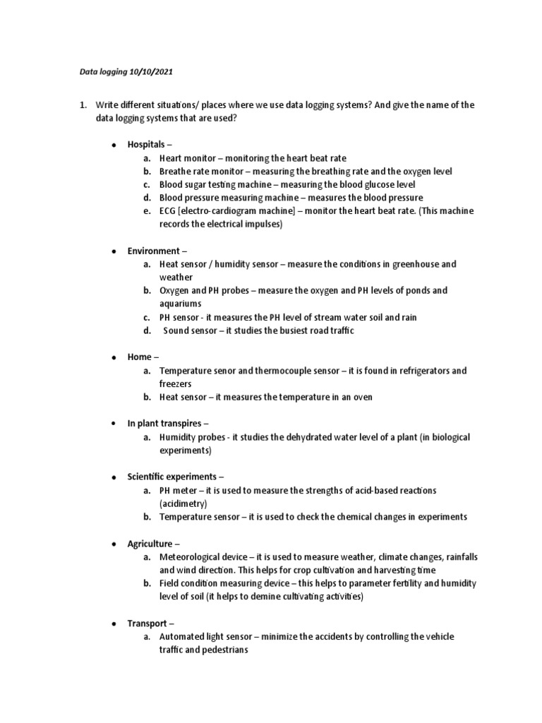 Data Logging | PDF | Science & Mathematics