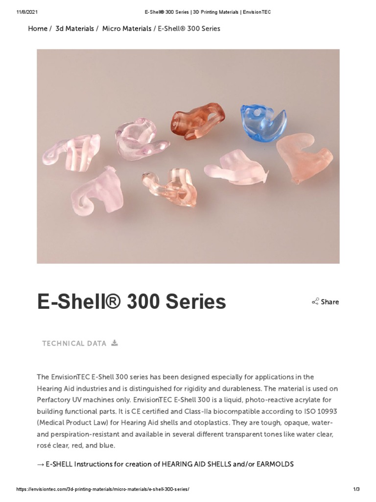 E-Shell® 300 Series - 3D Printing Materials - EnvisionTEC | PDF | 3 D ...