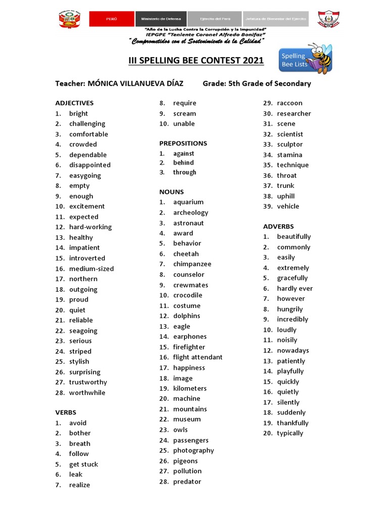 5th Grade Word List | Download Free PDF | Morphology | Language Mechanics