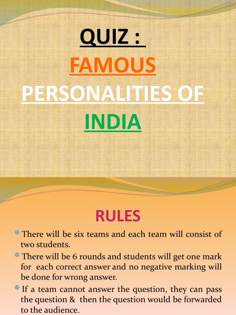 QUIZ Famous Personalities Of India PDF