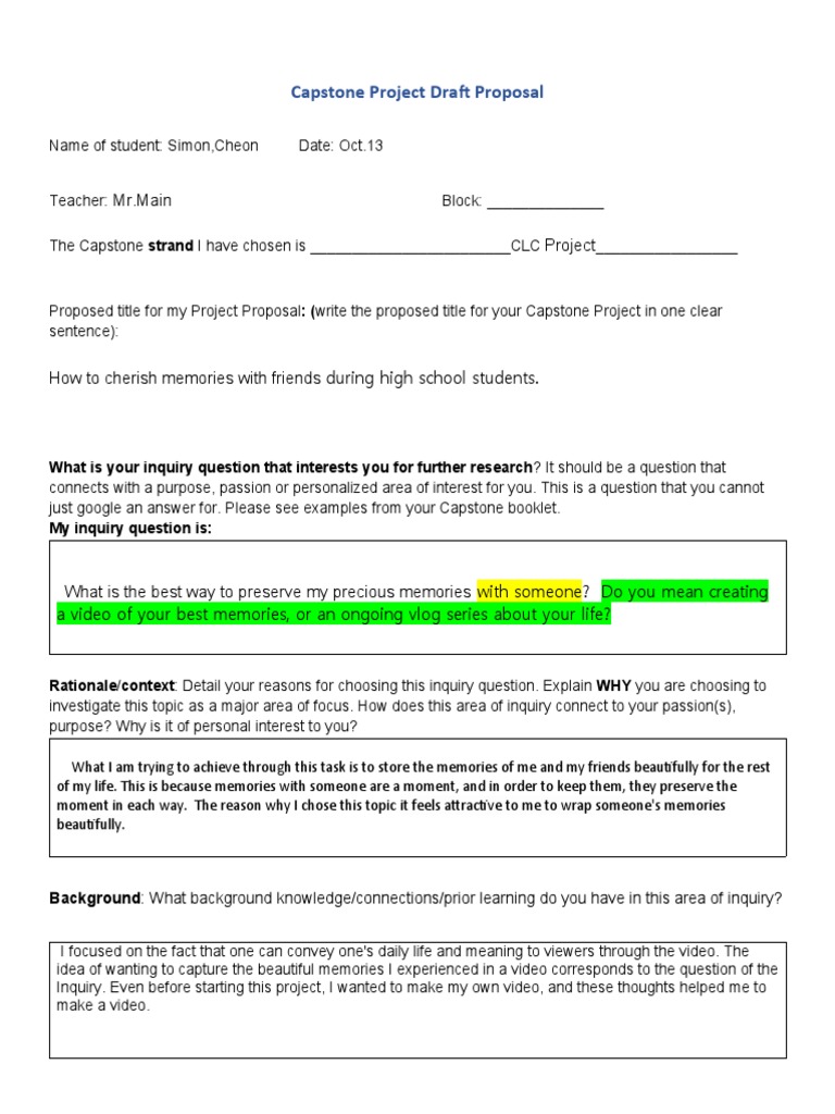 CLC 12 - Capstone Project Draft Proposal | PDF | Memory | You Tube
