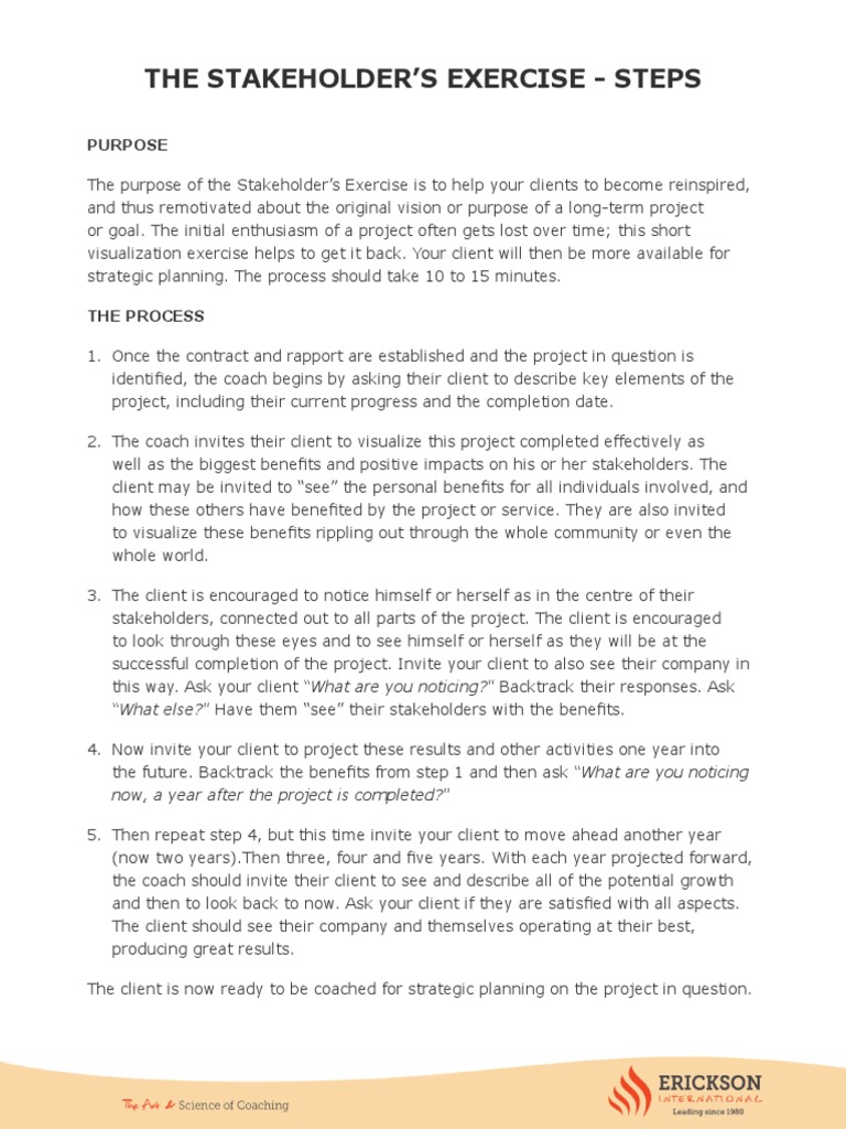 338 The Stakeholders Exercise - Steps | PDF | Business