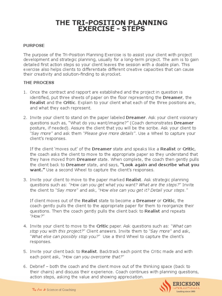 Tri-Position Planning Exercise Guide | PDF | Career & Growth | Business