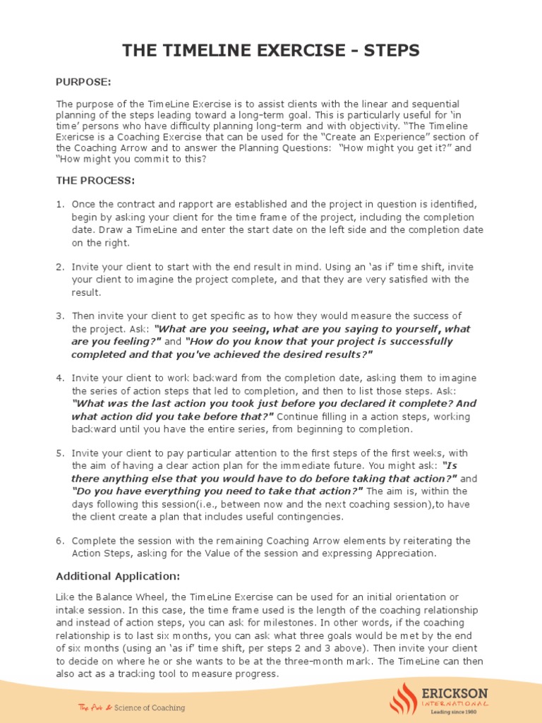 334 The Timeline Exercise Steps | PDF | Goal | Psychological Concepts