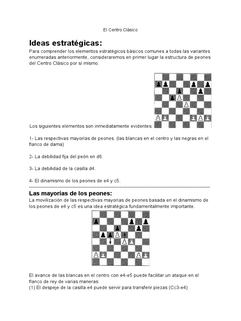 Estrategias del Centro Clásico en Ajedrez | PDF | Aperturas de ajedrez ...