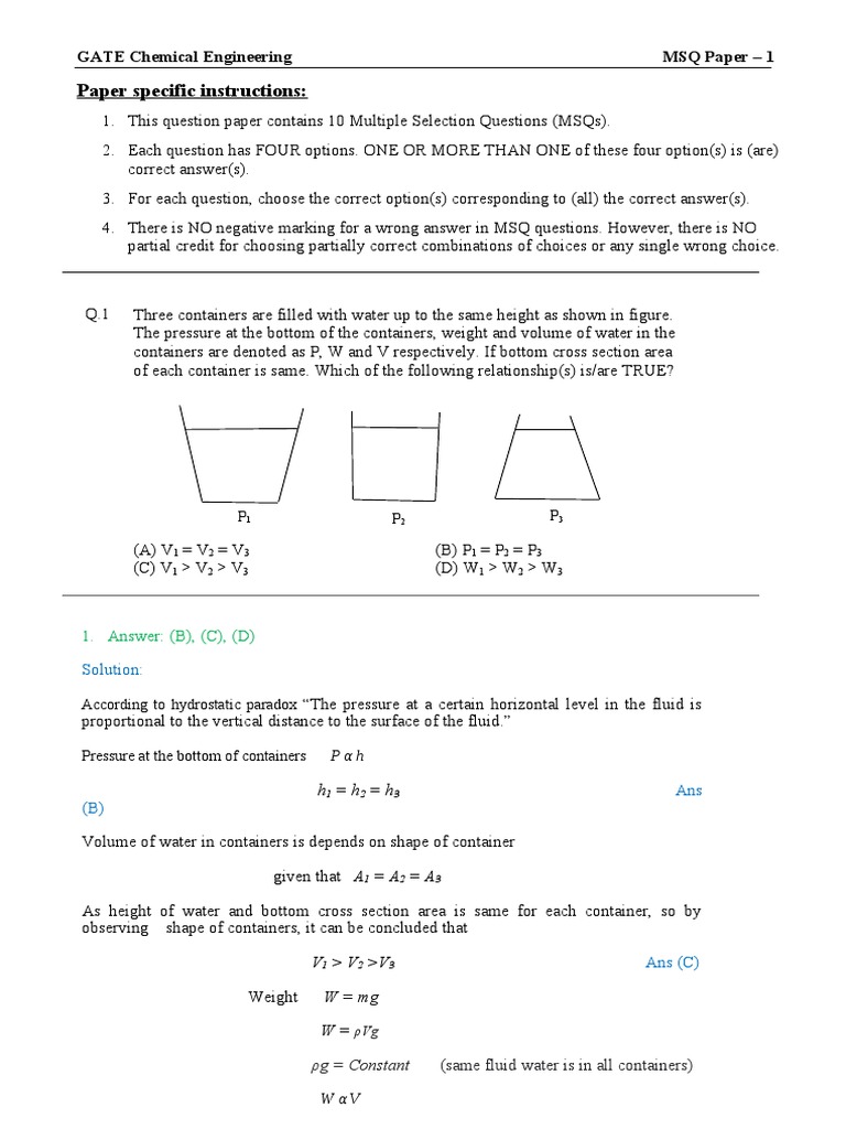 MSQ Paper - Chemical Engineering | PDF | Distillation | Sulfuric Acid