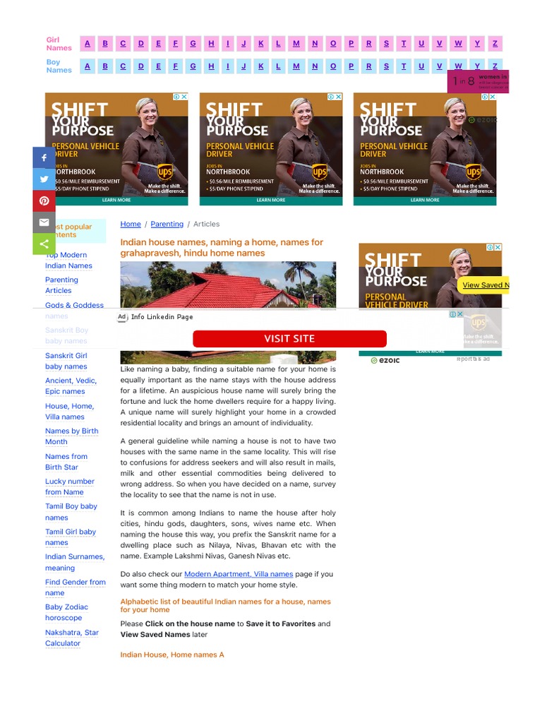 Beautiful Indian House Names, 1000+ House Names For Naming A Home ...