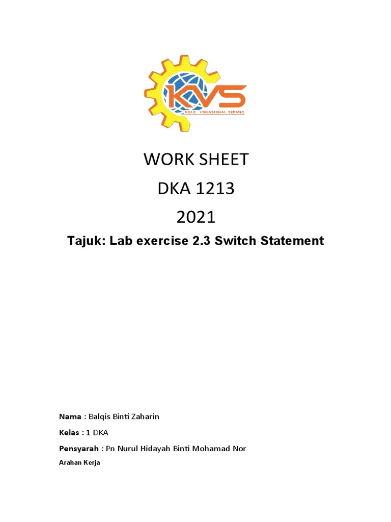 BALQIS BINTI ZAHARIN - Lab Exercise 2.2 Single and Nested If Statement ... BALQIS BINTI ZAHARIN - Lab Exercise 2.2 Single and Nested If Statement ...
