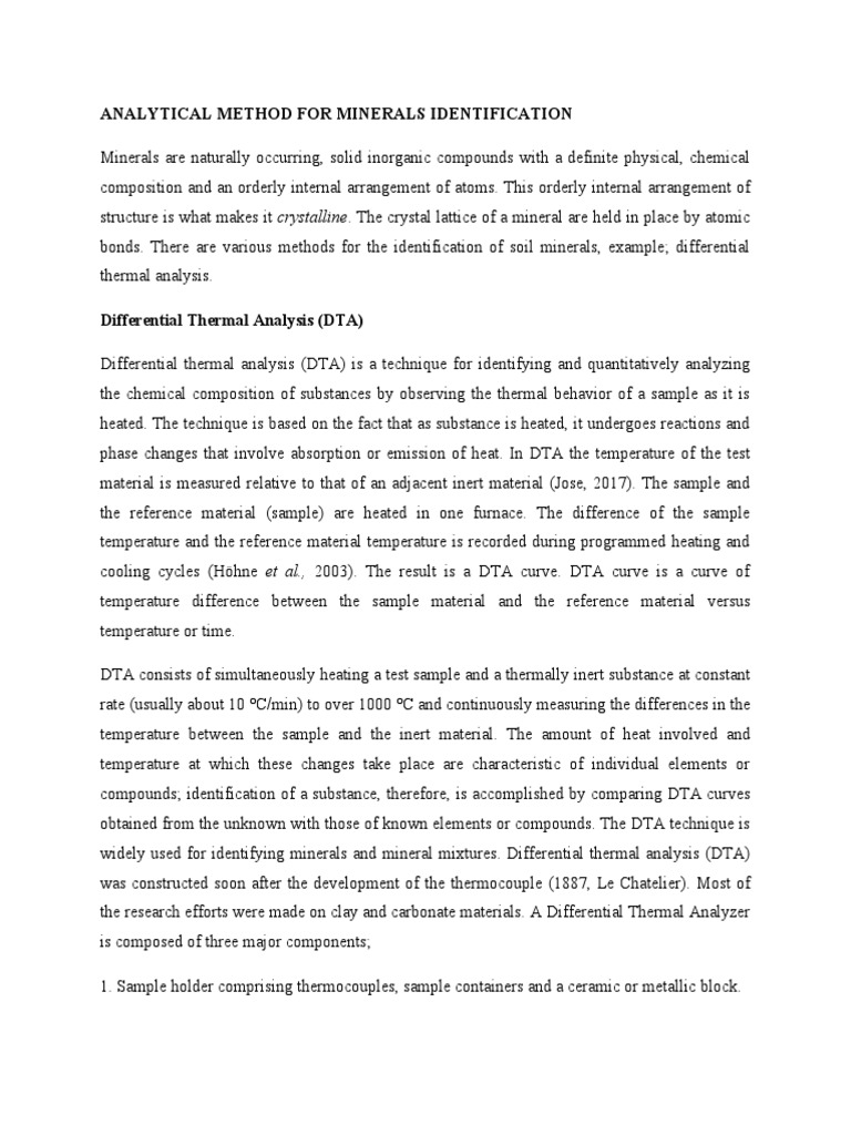 Differential Thermal Analysis | PDF | Thermal Analysis | Chemical ...