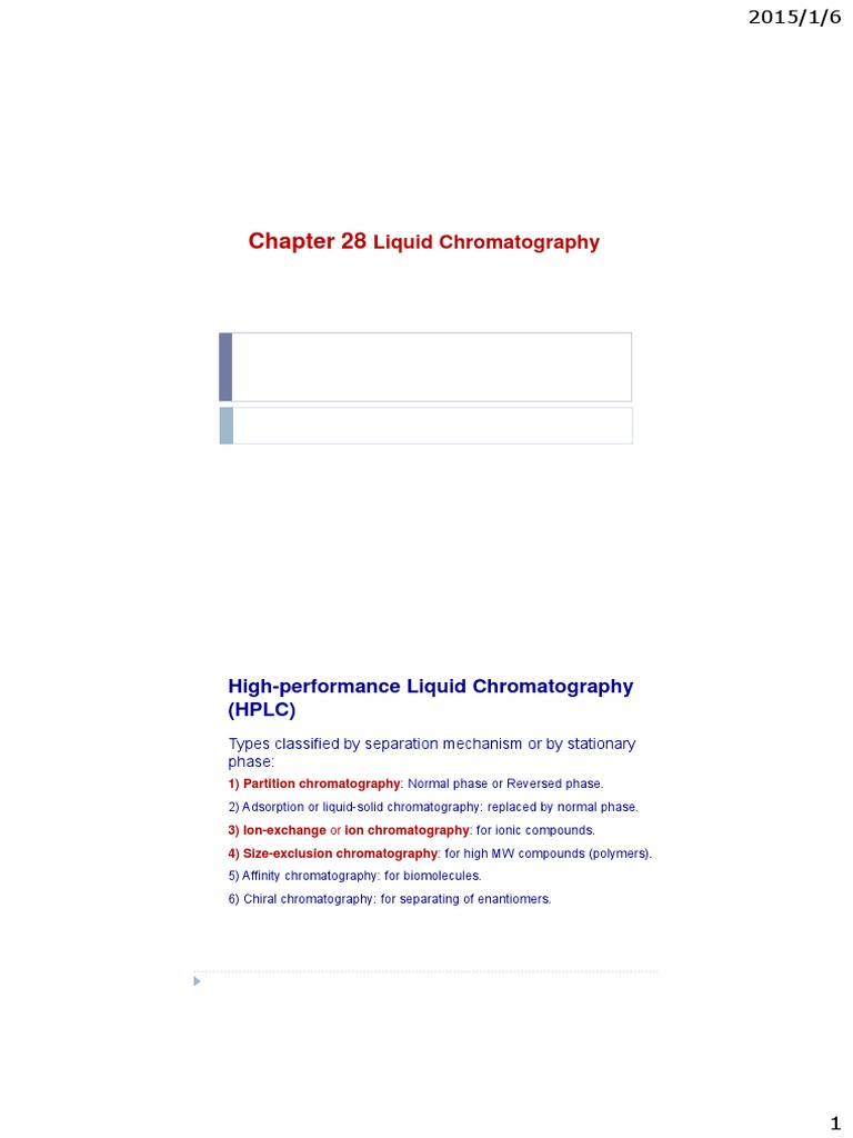 Chapter 28 Liquid Chromatography | PDF | Chromatography | High ...