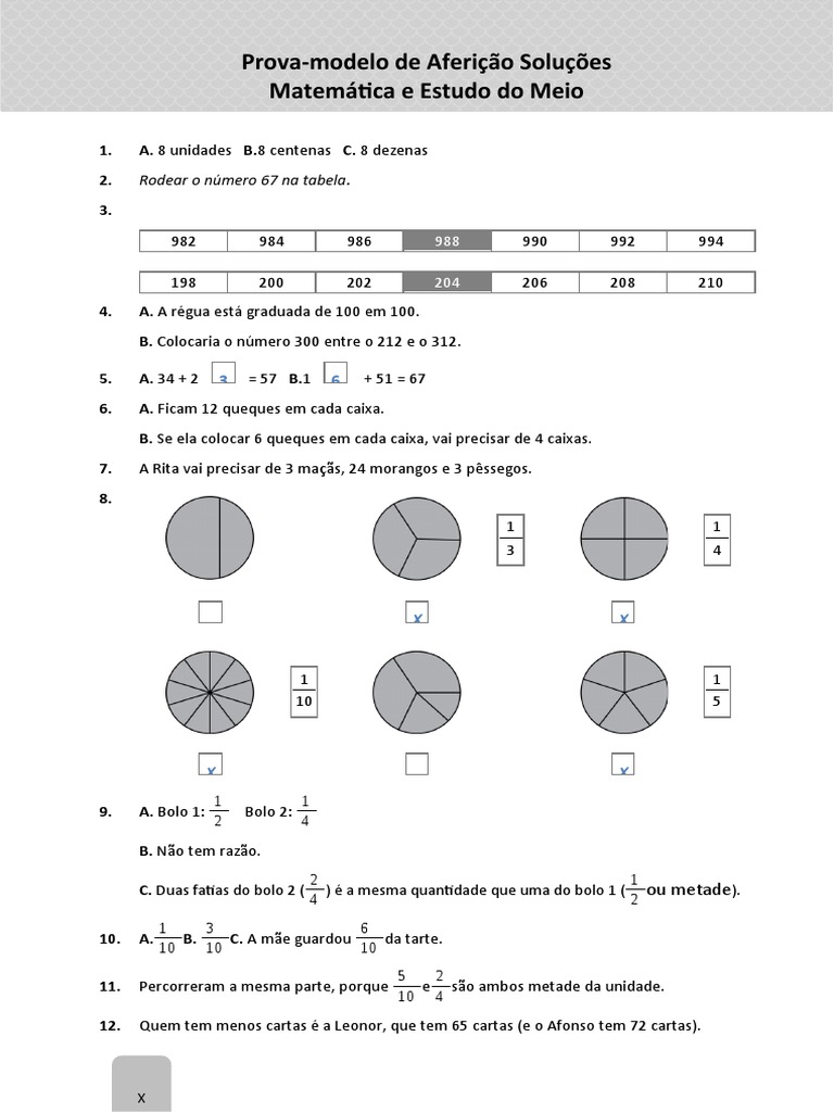 PLIM (Solucoes Prova-Modelo Afericao MAT-EM) | PDF
