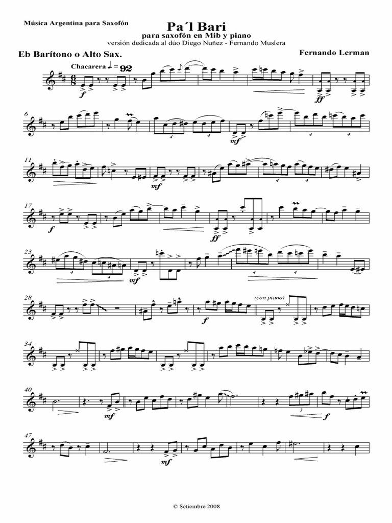 Pal Bari Mib Sax y Piano | PDF