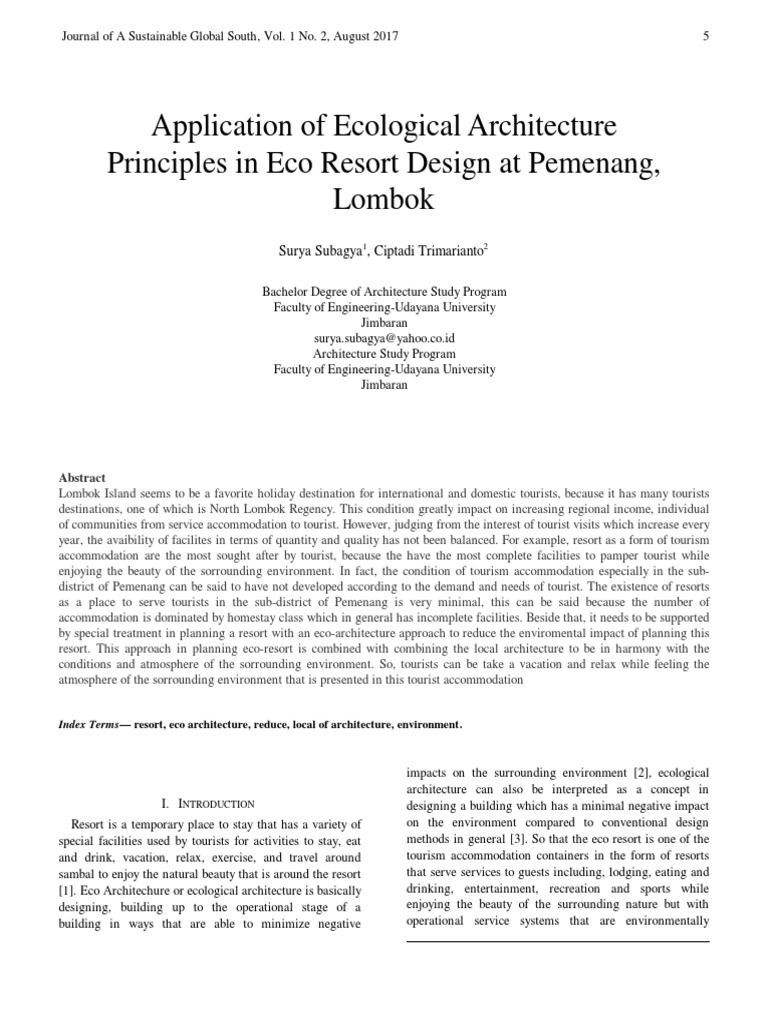 Application of Ecological Architecture Principles in Eco Resort Design ...