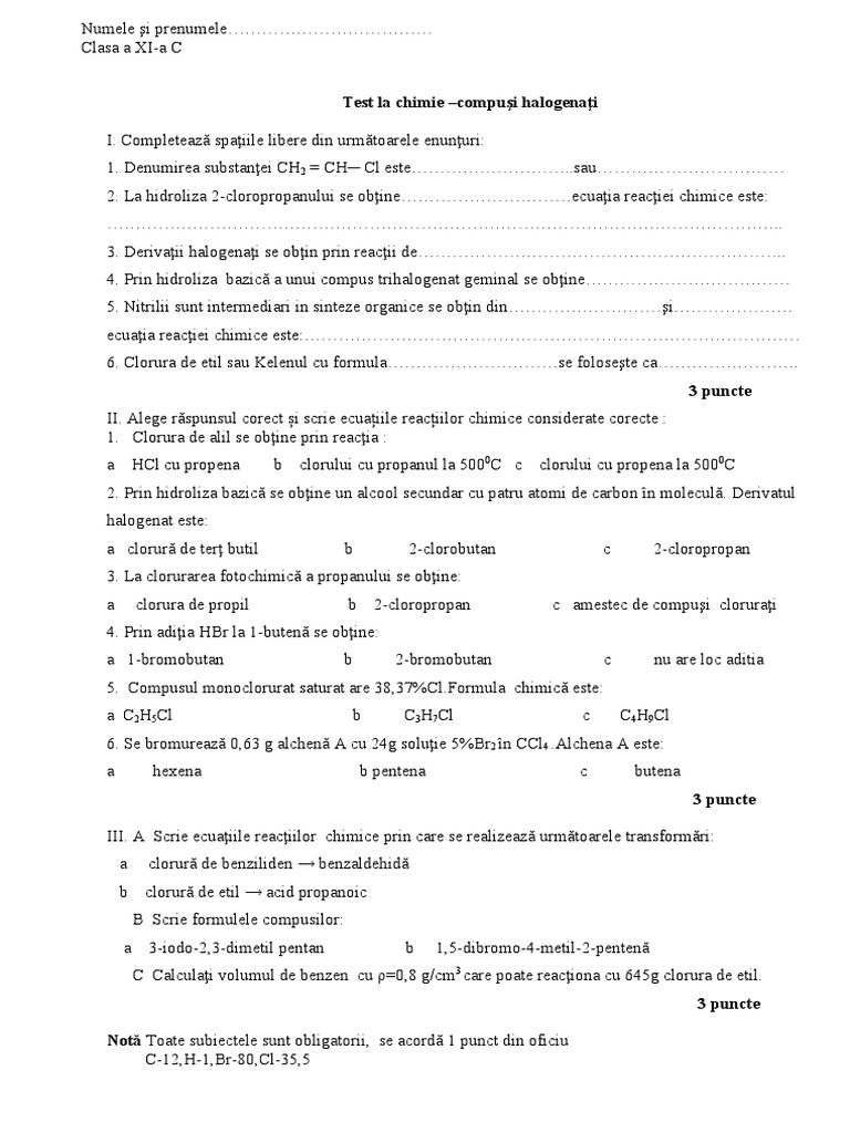 Test - 11 - Compusi Halogenati | PDF