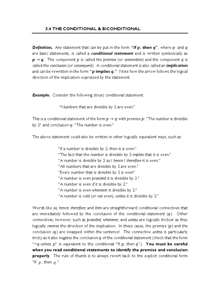 Definition. Any Statement That Can Be Put in The Form "If, Then ", Where and | PDF | If And Only ...