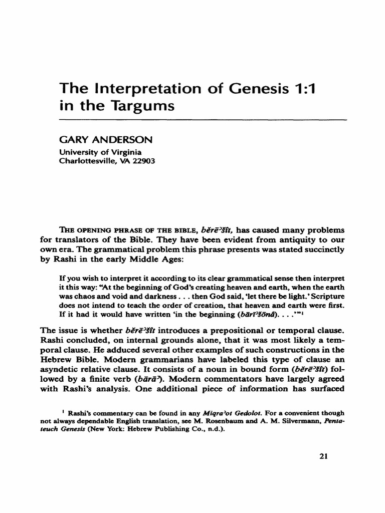 TARGUM Gênesis 1 | PDF | Gospel Of John | Genesis Creation Narrative