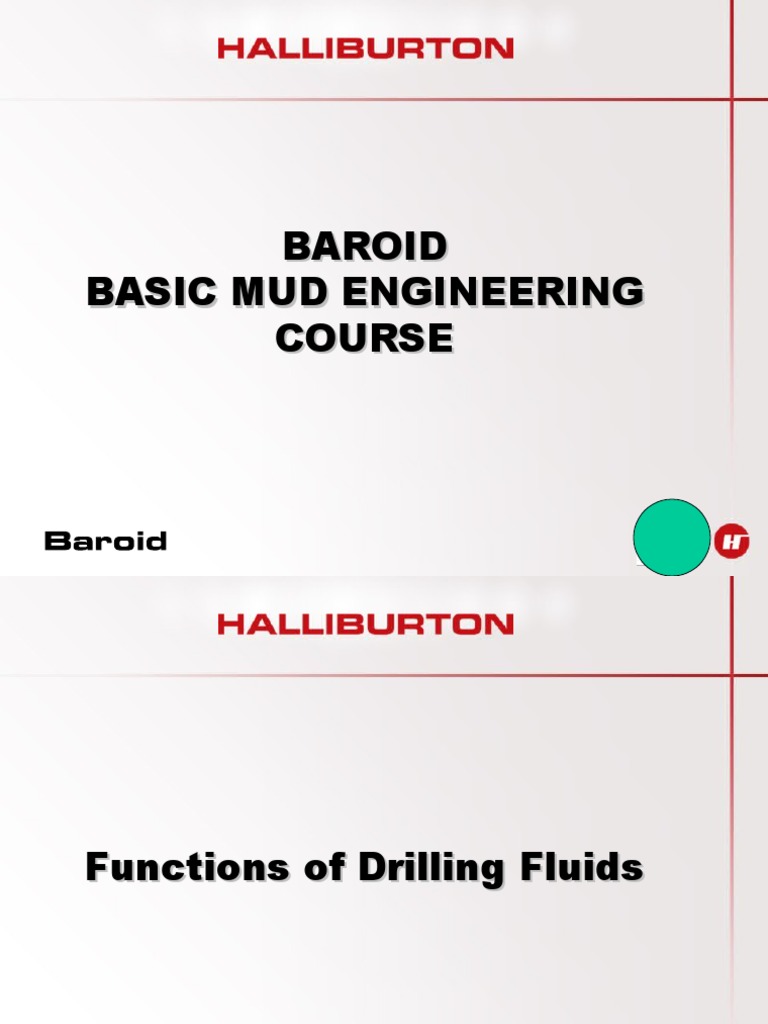 Baroid Basic Mud Engineering Course | PDF | Shear Stress | Fluid Dynamics