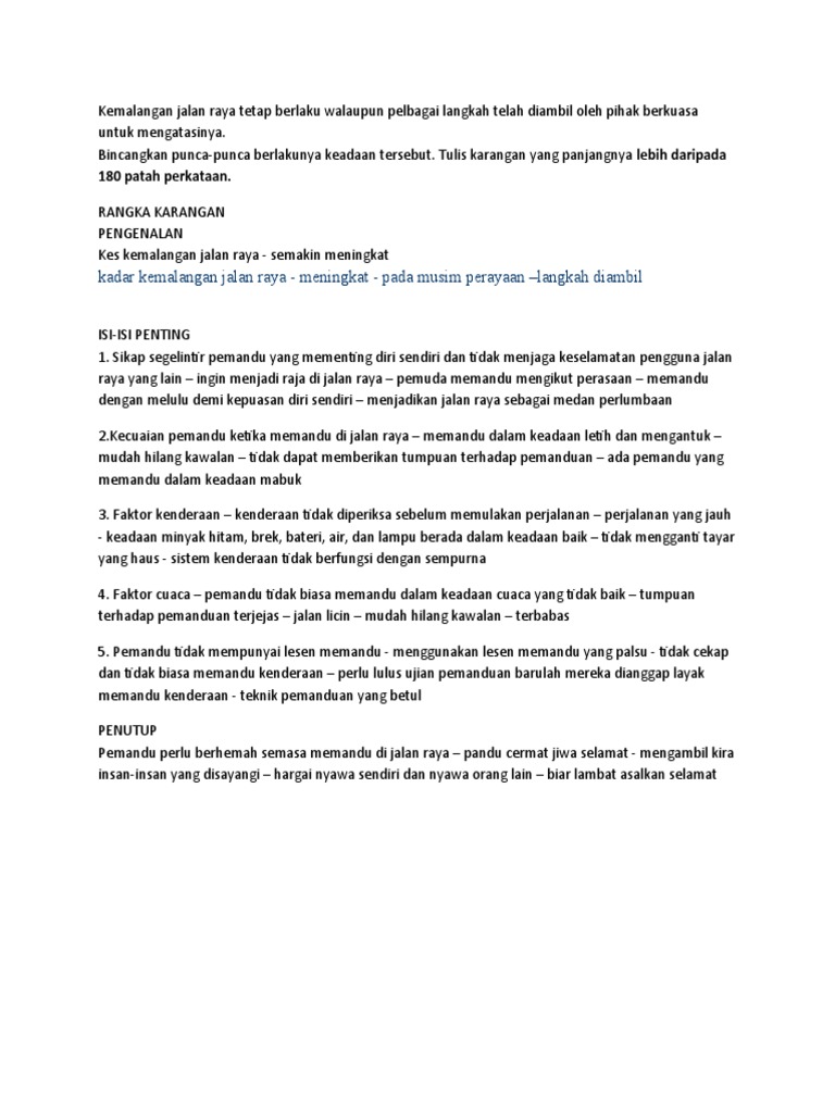 Punca Kemalangan Jalan Raya | PDF