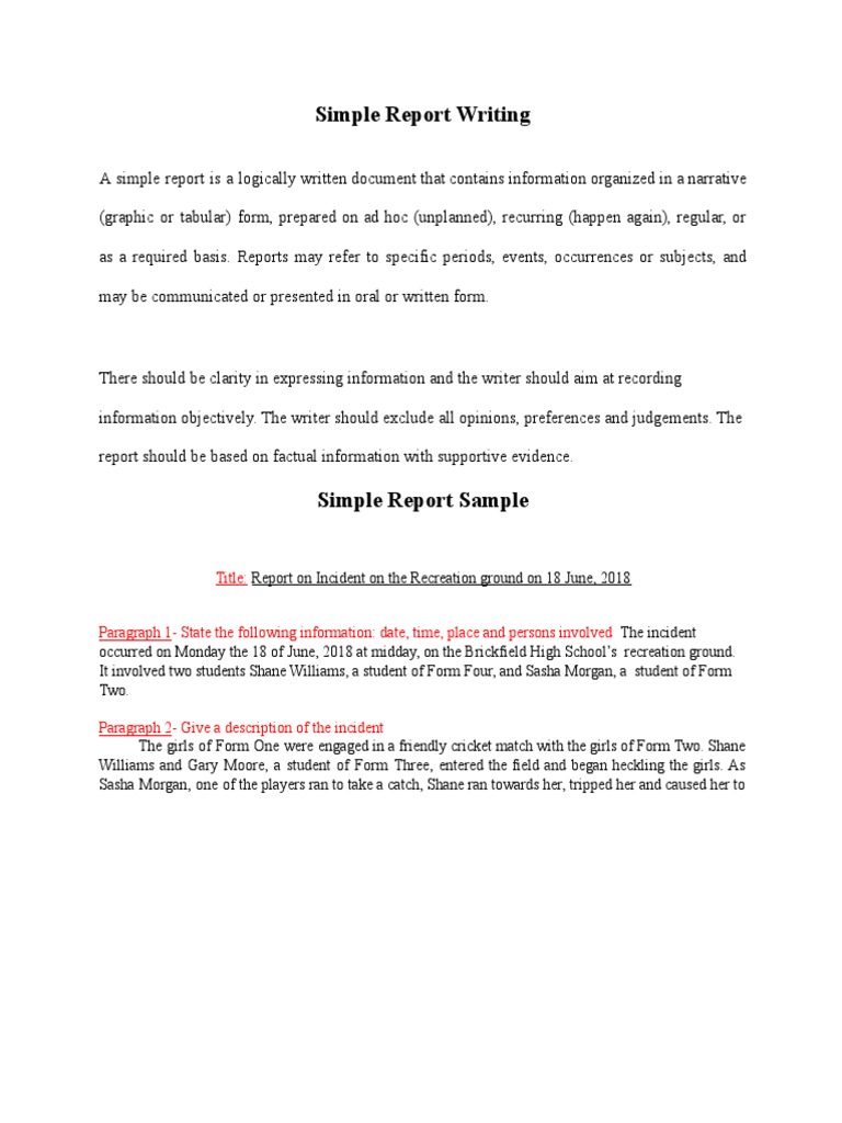 Simple Report Writing | PDF