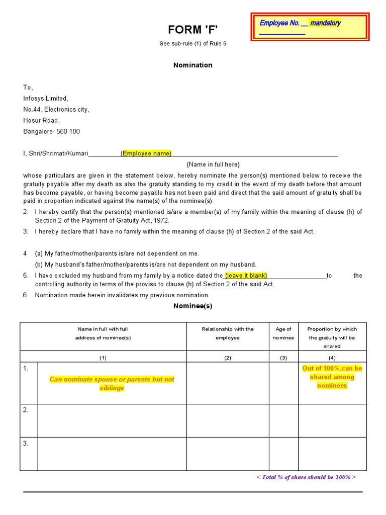 Gratuity Nomination Form | Download Free PDF | Government | Justice