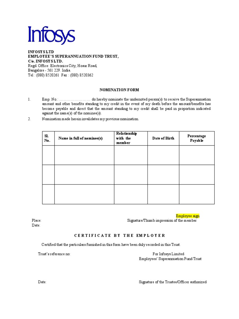 Superannuation Nomination Form | PDF
