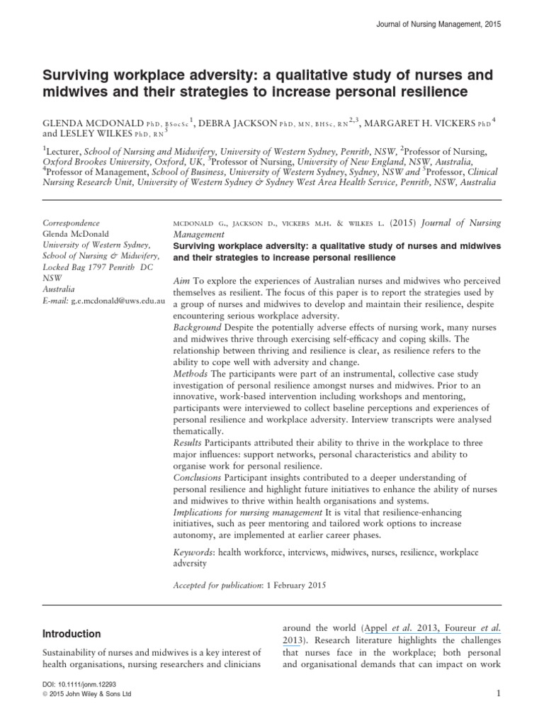 Surviving Workplace Adversity A Qualitat | PDF | Psychological ...